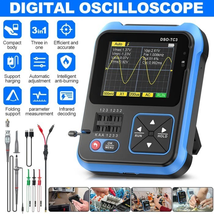 Jual Osiloskop Digital Oscilloscope Mini Handheld FNIRSI DSO-TC3 ...