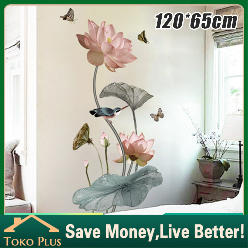 Jual Wall Sticker Bunga Lotus Flowers Hitam Chinese Stiker Dinding Dekorasi Dinding Wallpaper ...