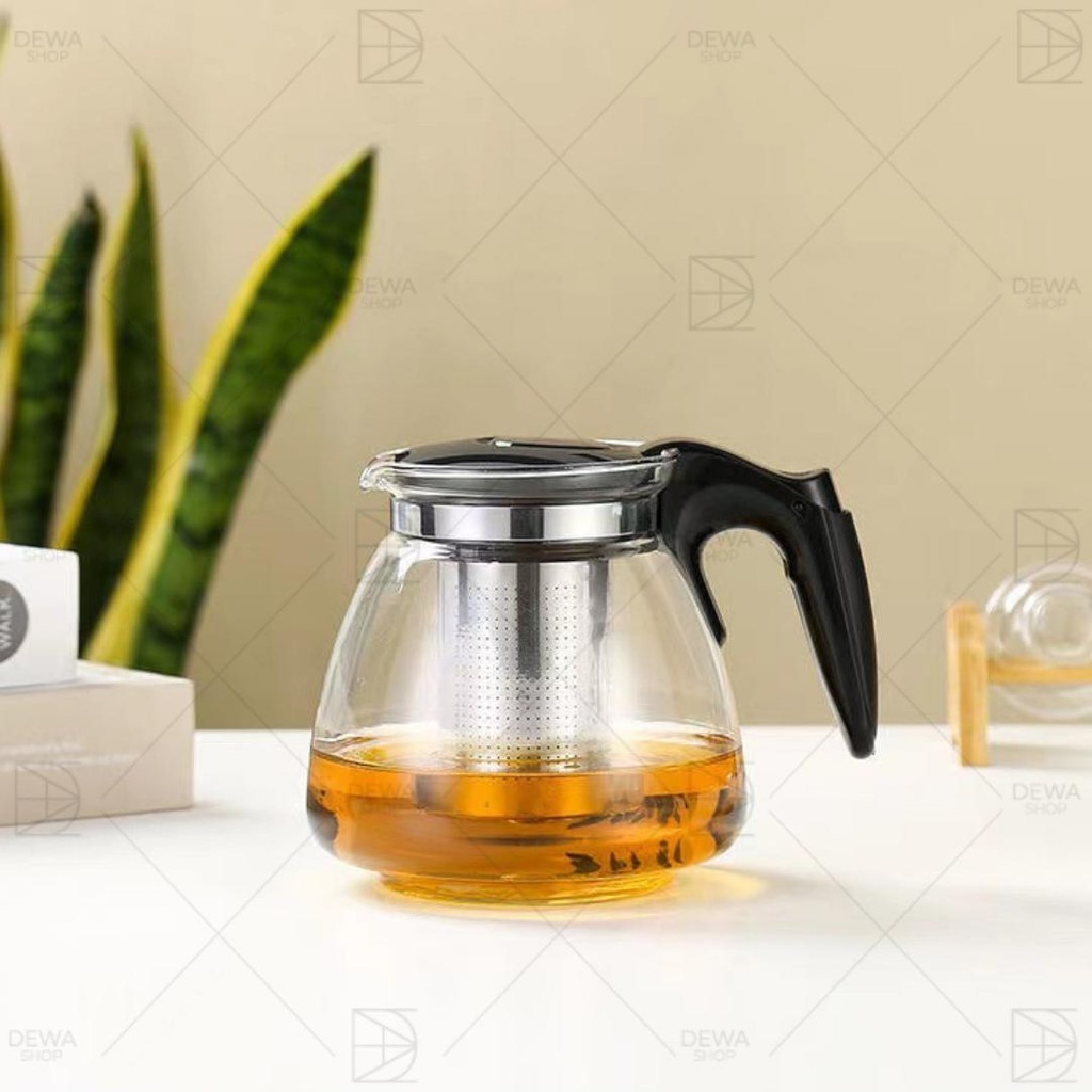 Jual Teapot Glass Teko Kaca Teh Saringan Stainless 900 ml 1100ml ...
