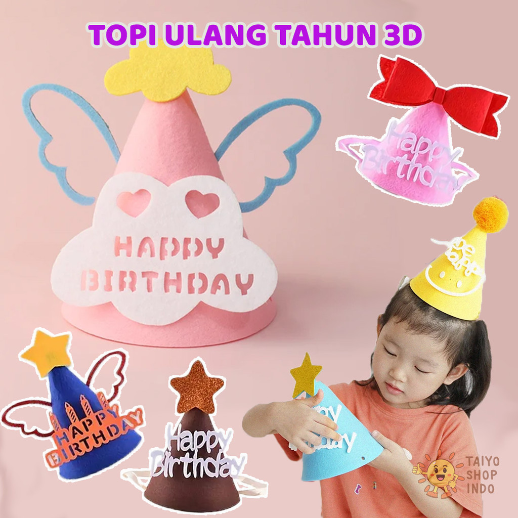 Jual TAIYO Topi Ulang Tahun 3D Kerucut Pesta Dekorasi Birthday Anak ...