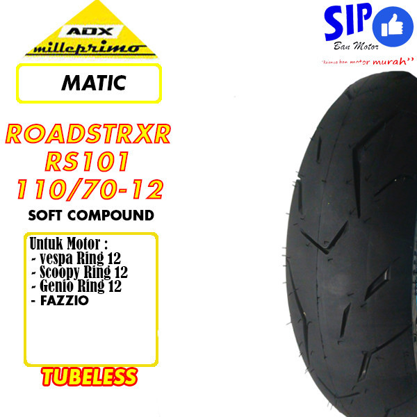 Jual Ban Adx Roadstrxr RS101 110/70 ring 12 Untuk Motor Vespa Fazzio ...