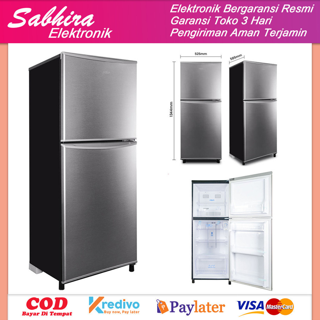 Jual Kulkas 2 pintu aqua 169 liter model aqr d240 kapasitas besar tanpa ...
