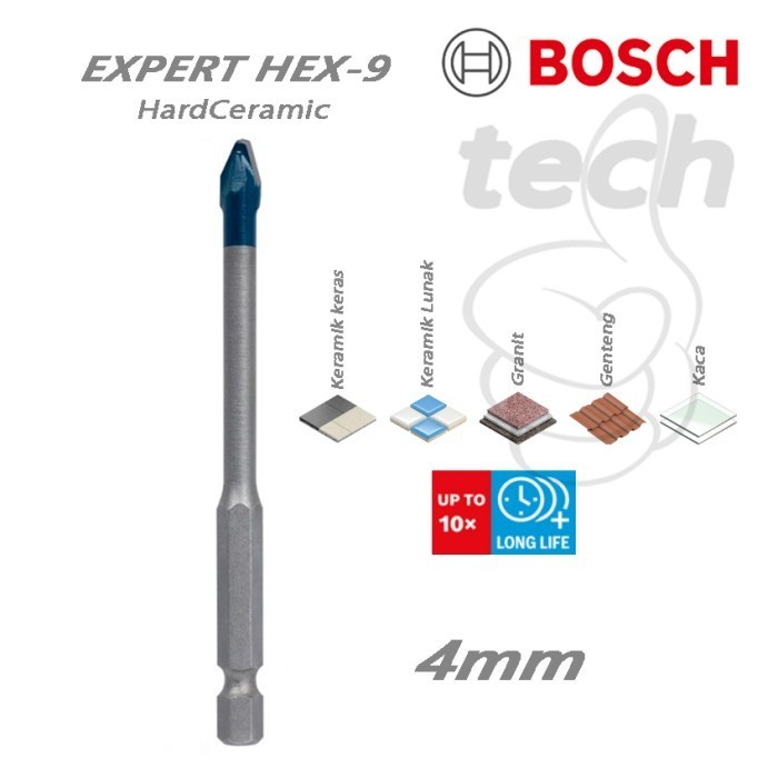 Jual Mata Bor Keramik Granit Kaca Bosch Expert Hex-9 HardCeramic - 4mm ...