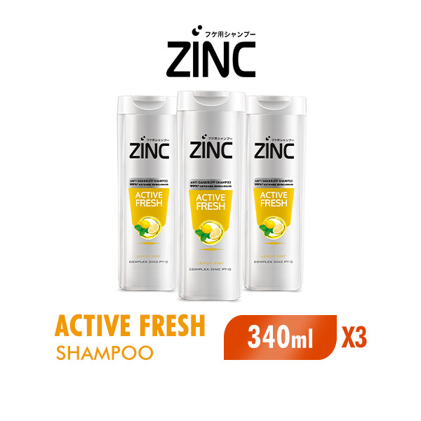 Jual Zinc Shampoo Active Fresh Botol 340 ml x3 | Shopee Indonesia