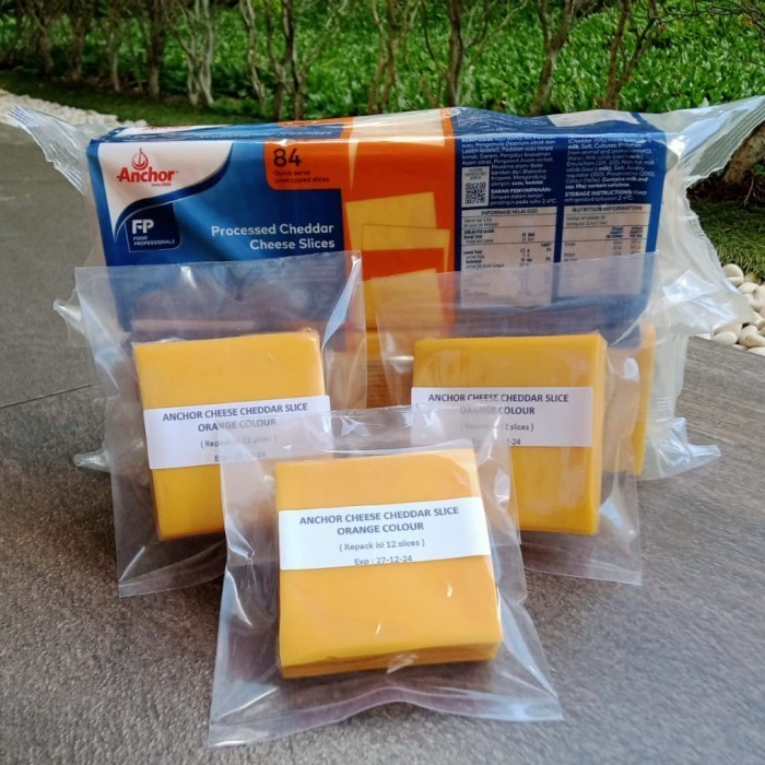 Jual ANCHOR CHEESE CHEDDAR SLICE ORANGE COLOR Repacking isi 12 slice | Shopee Indonesia