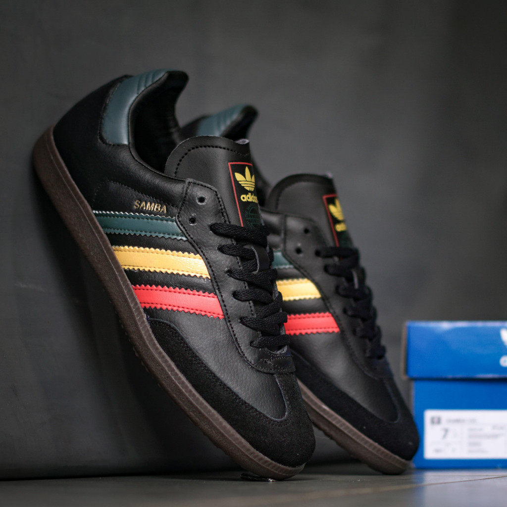 Jual Sepatu Sneakers Adds Samba OG Originals Rasta Pack Core Black ...