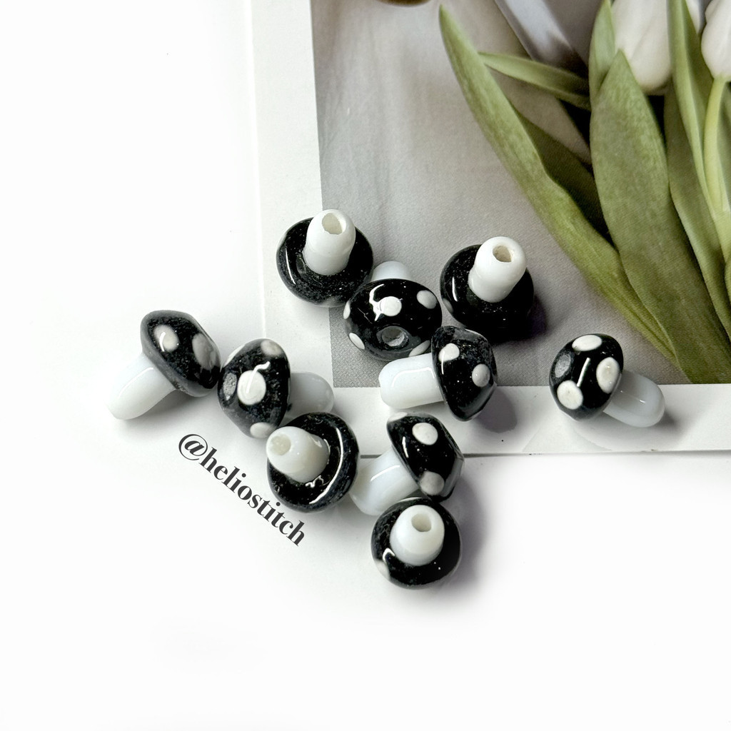 Jual 1 pcs Manik-manik Mote Kaca Genuine Glass Beads - Jamur Bulat ...