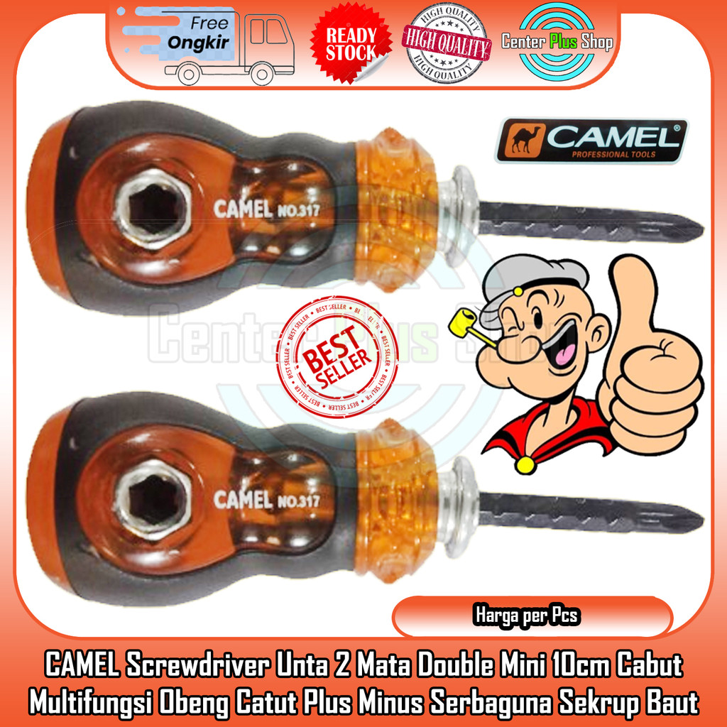 Jual CAMEL Screwdriver Unta 2 Mata Double Mini 10cm Cabut Multifungsi ...