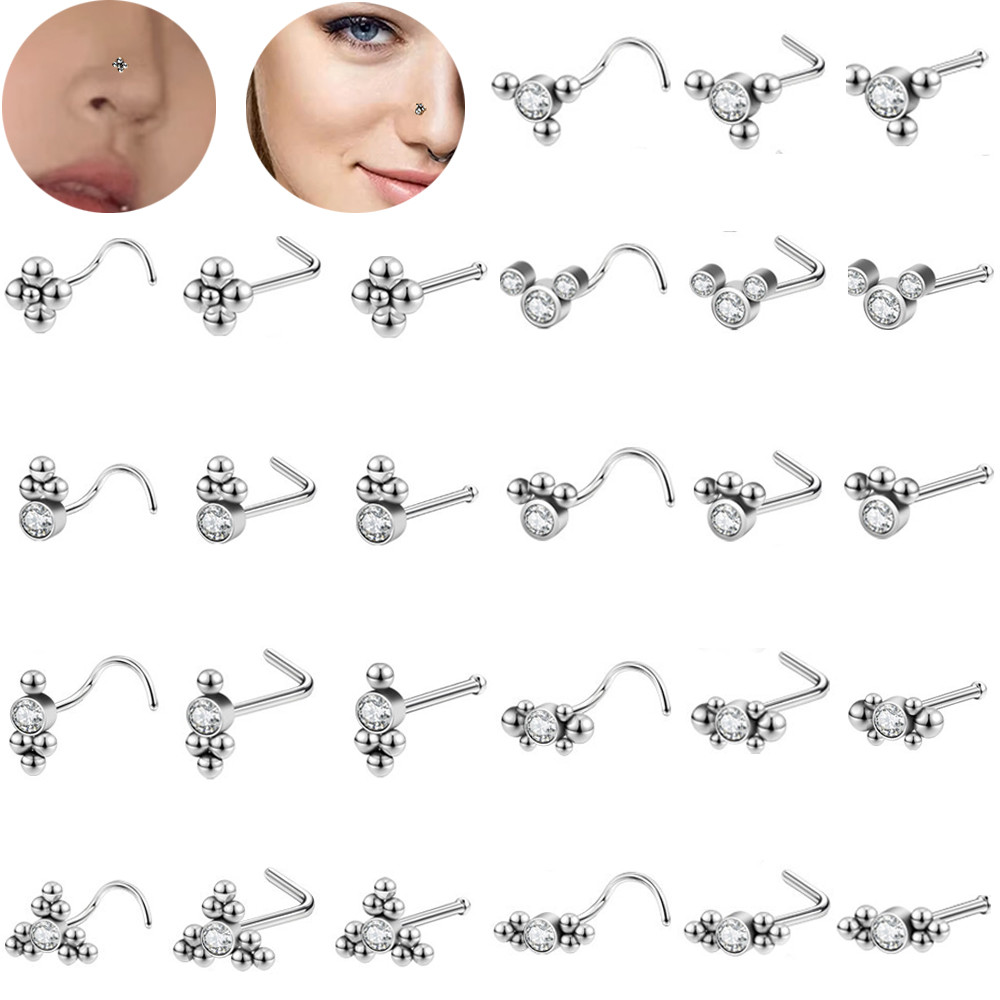 Jual 1 Buah Stainless Steel Tindik Hidung 20G Nostril Piercing L/S/I ...