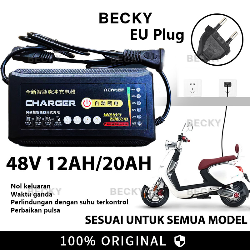 Jual BECKY Charger Sepeda Listrik 48V-12/20AH for Lead-Acid Battery Charger Sepeda Listrik ...