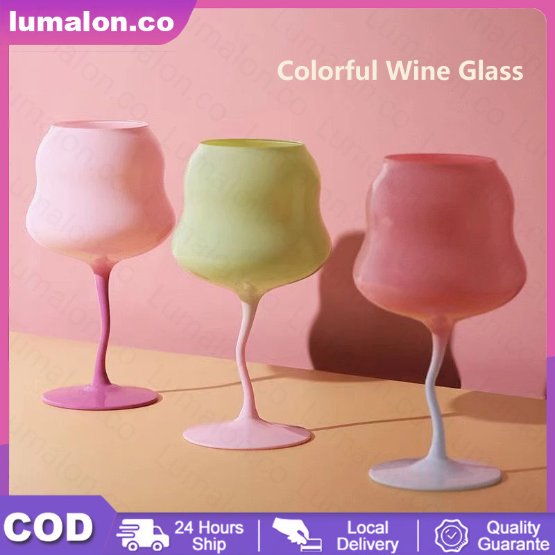 Jual Lumalon 500ml Colorful Wine Glass / Korean Style Goblet Glass ...