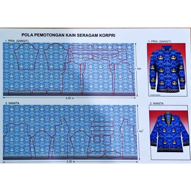 Jual BATIK PNS POTONGAN - KAIN BATIK PNS DOUBLE BORDER - ASN KAIN ...