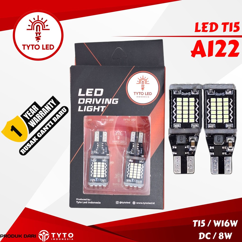 Jual TYTO LED A122 Lampu Led Motor MobiL Soket T15 W16W 48SMD 8Watt Dc ...
