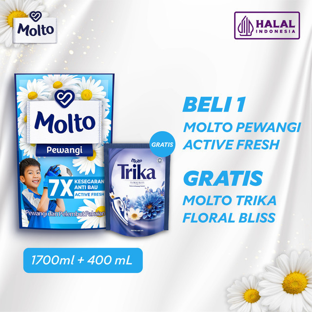 Jual Beli 1 Molto Pewangi Blue 1700mL GRATIS Molto Trika Blue 400mL ...