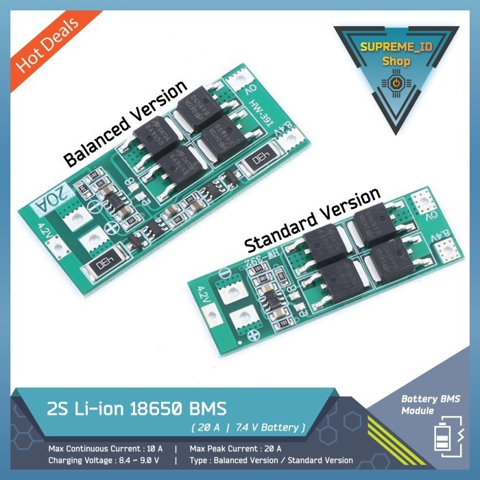 Jual 2S 7.4V Li-ion Lithium 18650 BMS Battery Charger Module | 8.4V 20A ...