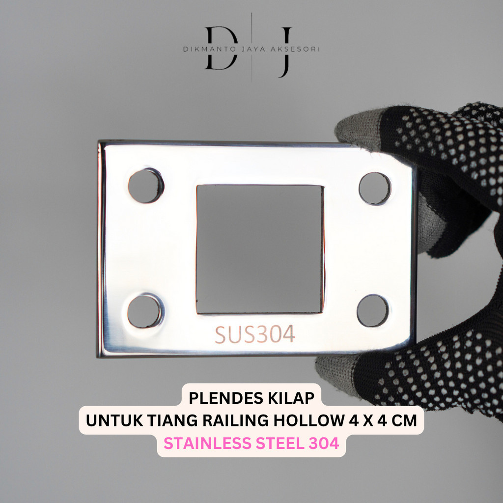 Jual KHACA - Plendes / Tapak Tiang Railing Hollow 4x4 cm SUS304 - Kilap ...