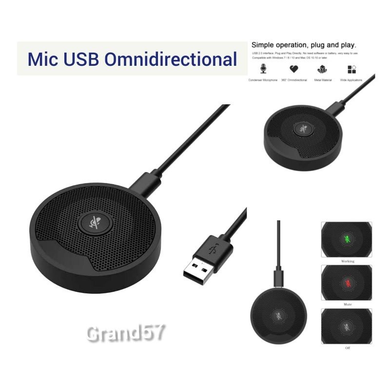 Jual Microphone USB Omnidirectional 360 Conference Omni Mik Mic ...