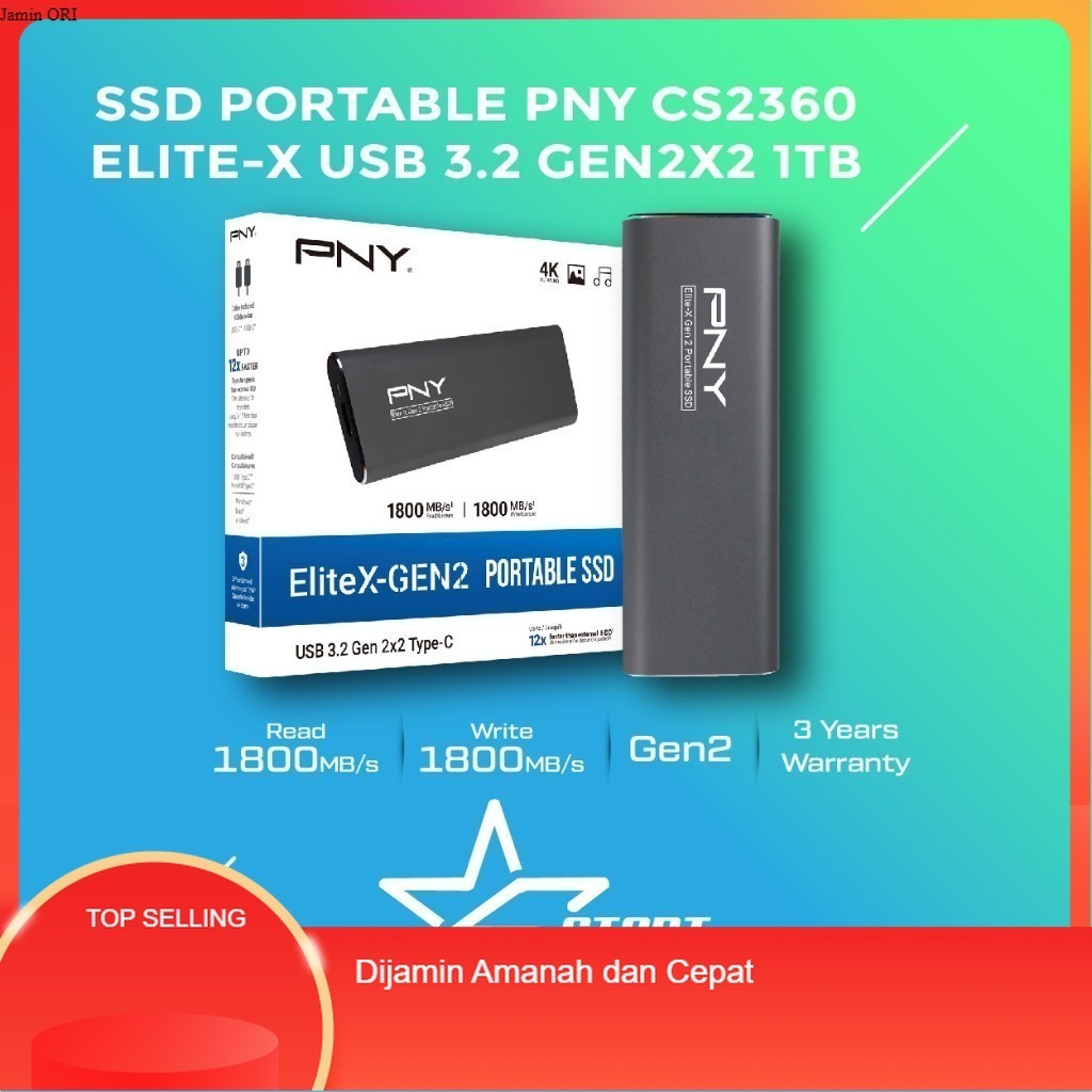 Jual SSD PNY Elite-X CS2360 1TB-4TB Gen 2x2 Portable SSD | Shopee Indonesia