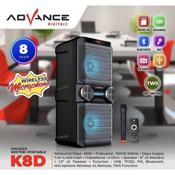 Jual Speaker Advance Speaker Meeting K8D 8 inch double woofer / Speaker Koper Blutot dan karaoke ...