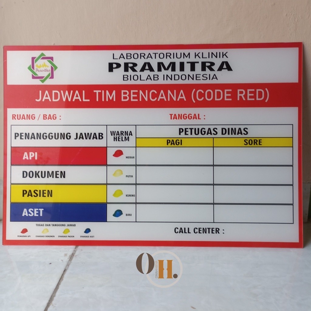 Jual Akrilik Code Red Jadwal Tim Bencana Custom 3mm - Papan Red Code ...