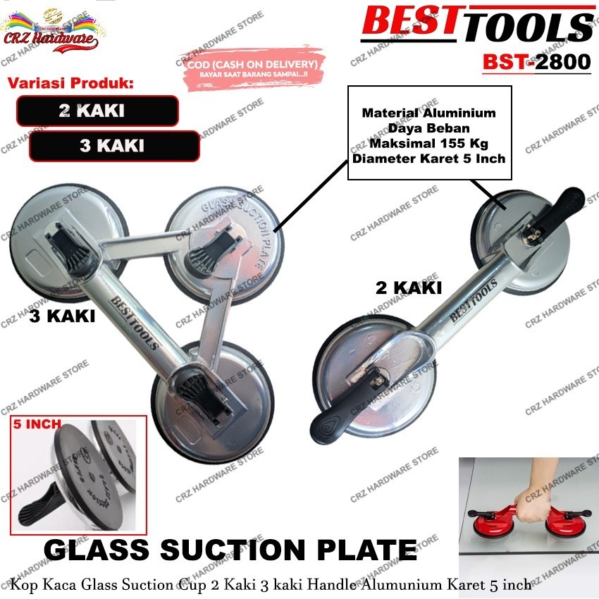 Jual Kop Kaca Glass Suction Cup 2 Kaki 3 kaki Handle Alumunium Alat ...