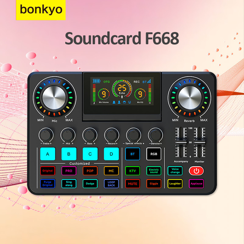 Jual Bonkyo F668 Warna Sound Card Mixer DJ nirkabel Bluetooth baru 2025 ...