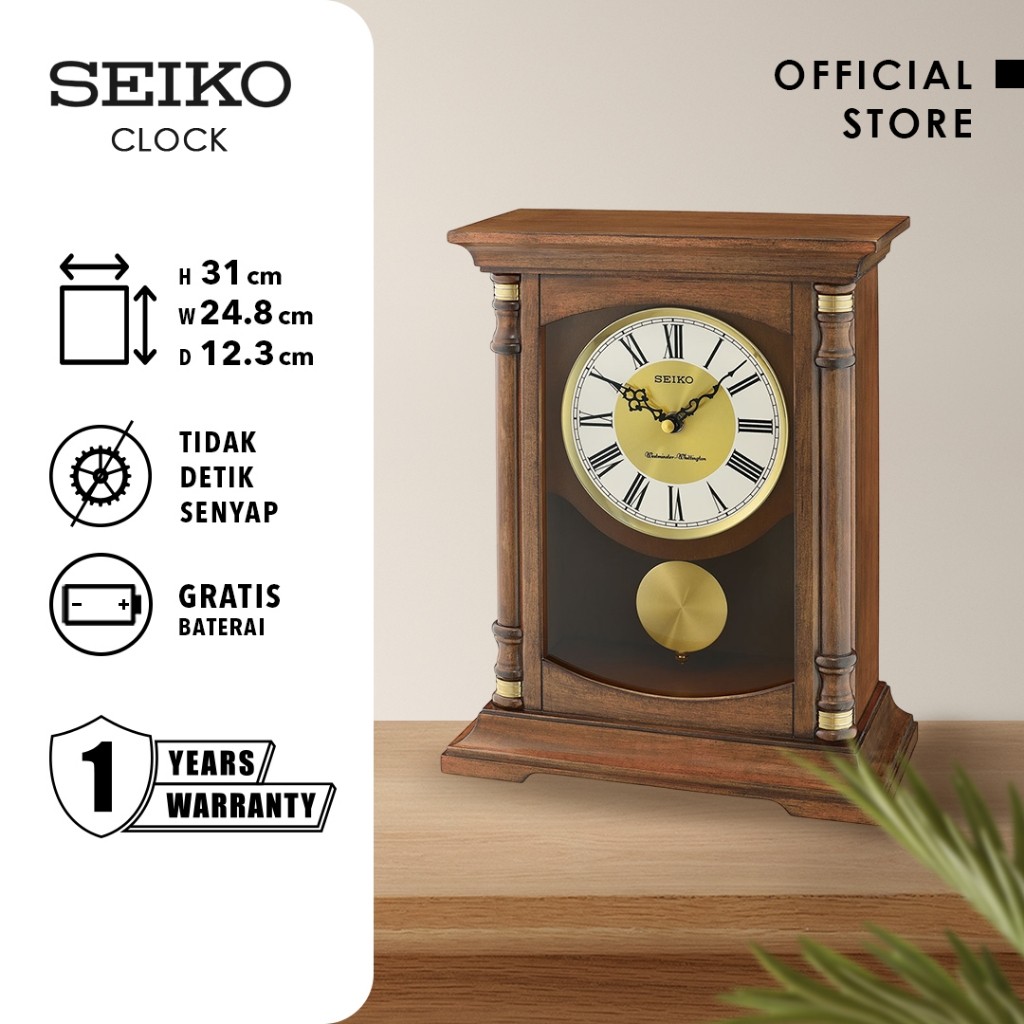 Jual Jam Weker Beker Seiko QXQ034B Dual Chimes Antique Brown Pendulum ...