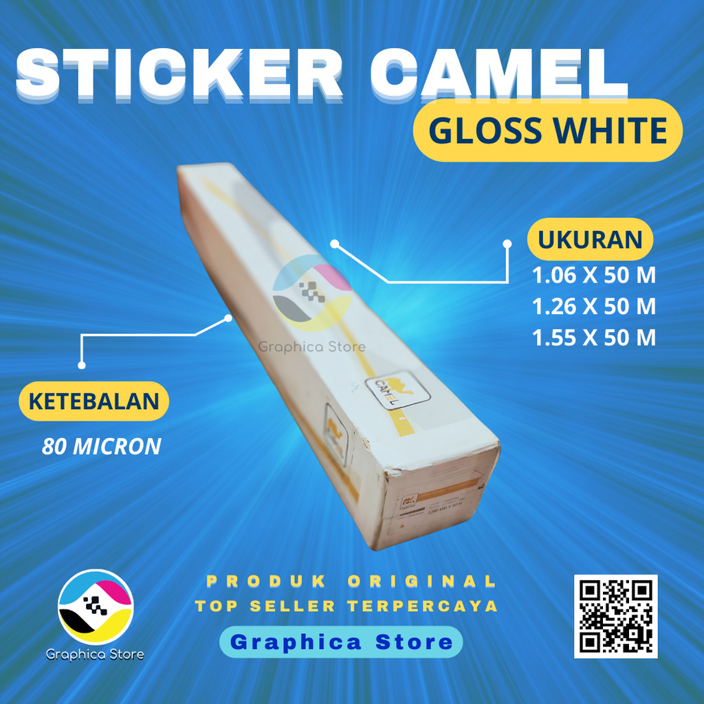 Jual Camel Vinyl Roll Sticker Ecosolvent Gloss White | Sticker Glossy ...