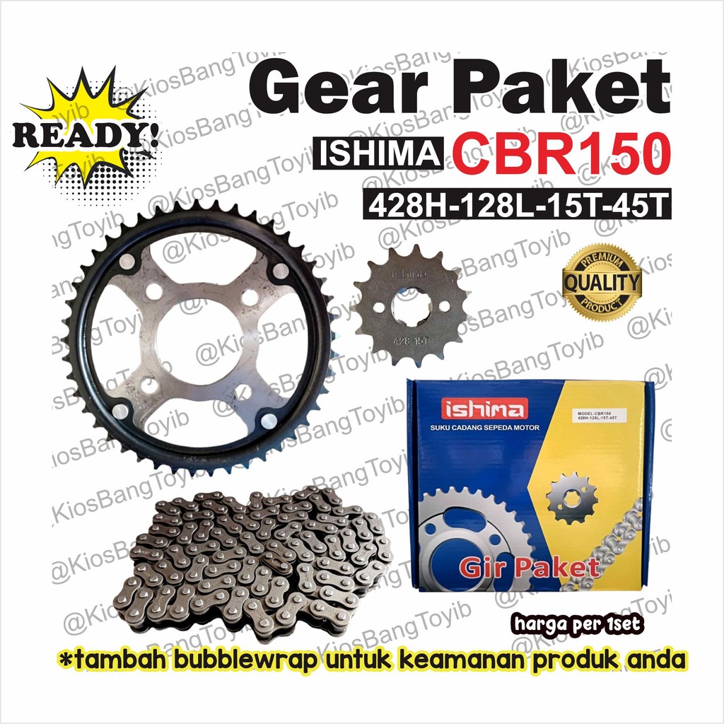 Jual Gear Set Paket Depan Belakang Honda CBR150 CB150R CB150 R 428H-128L-15T-45T (Ishima ...