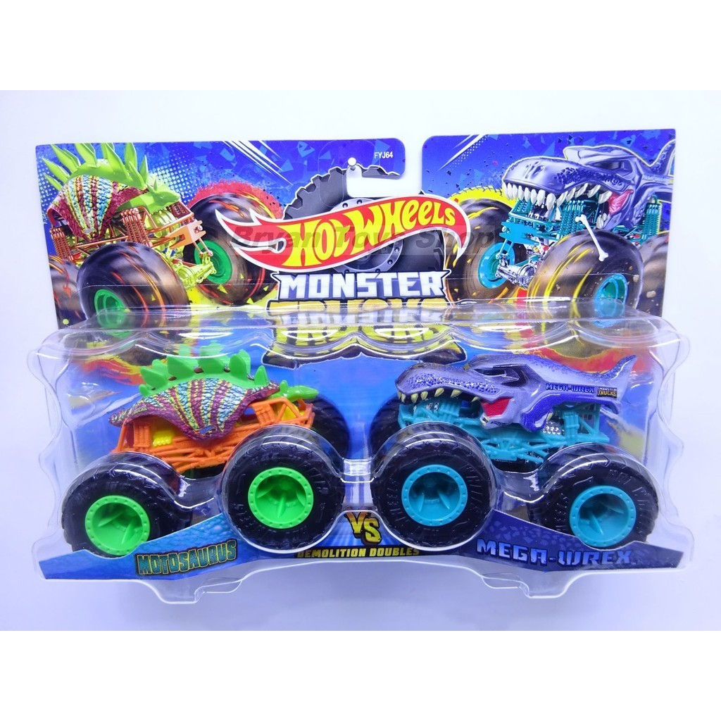 Jual Hot Wheels Monster Trucks Motosaurus vs Mega Wrex Baru | Shopee Indonesia