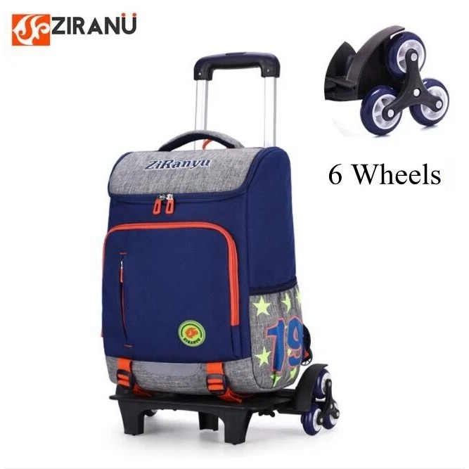 Jual ZIRANYU School Rolling backpack bag for boys Travel trolley bags ...