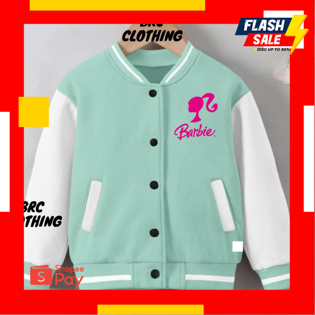 Jual PAYDAY 3.3 | JAKET ANAK PEREMPUAN BARBIE LOGO VARSITY BASEBALL ...