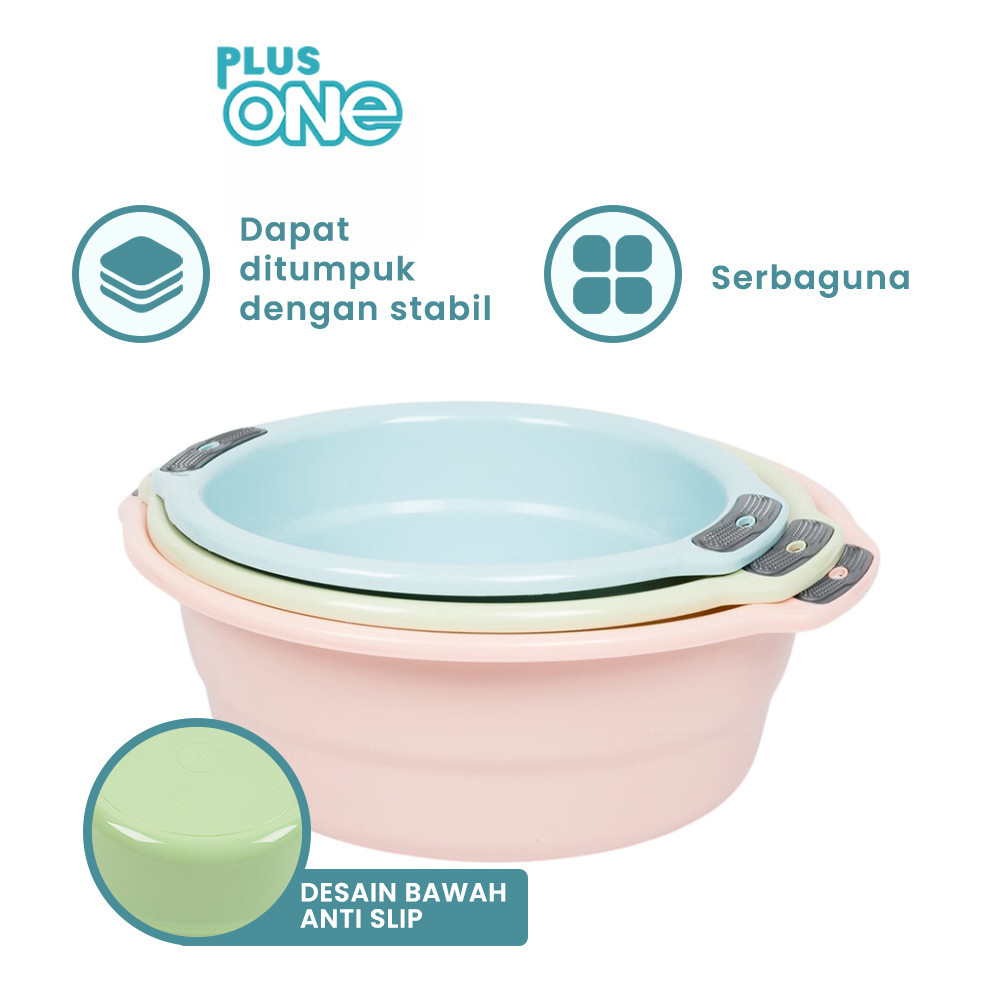 Jual Plus One Baskom Plastik Air Serbaguna Warna Pastel / Baskom Cuci ...