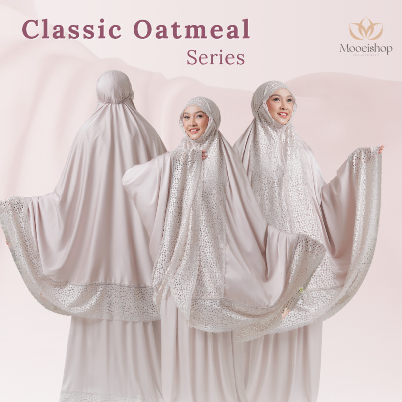 Jual Mooeishop Mukena Premium Classic Zippper Oatmeal Series New ...