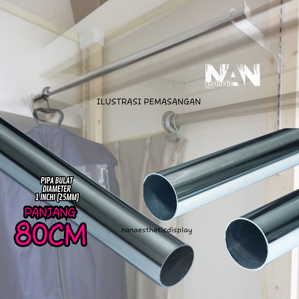 Jual Pipa bulat 1 inchi panjang 80cm diameter 25mm besi bulat hollow ...