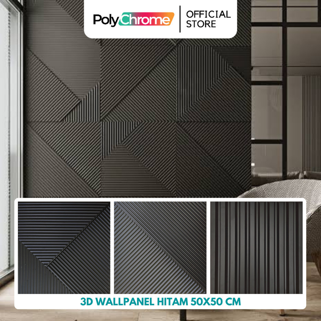 Jual 3D Wallpanel 50x50 cm Hitam Dinding PVC Solid Wallpaper Dinding ...