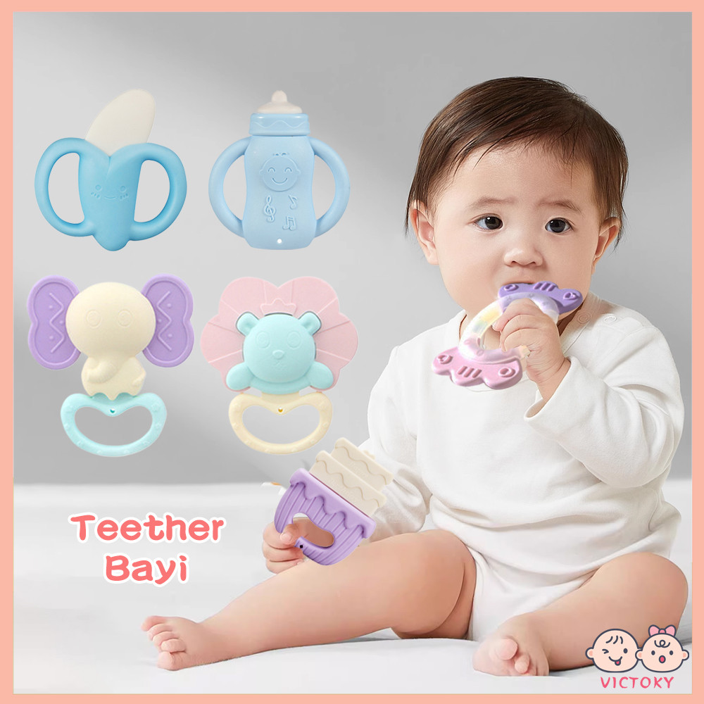 Jual VICTOKY Teether Gigitan Bayi Bahan Silikon Mainan Bayi 0 6 Bulan ...