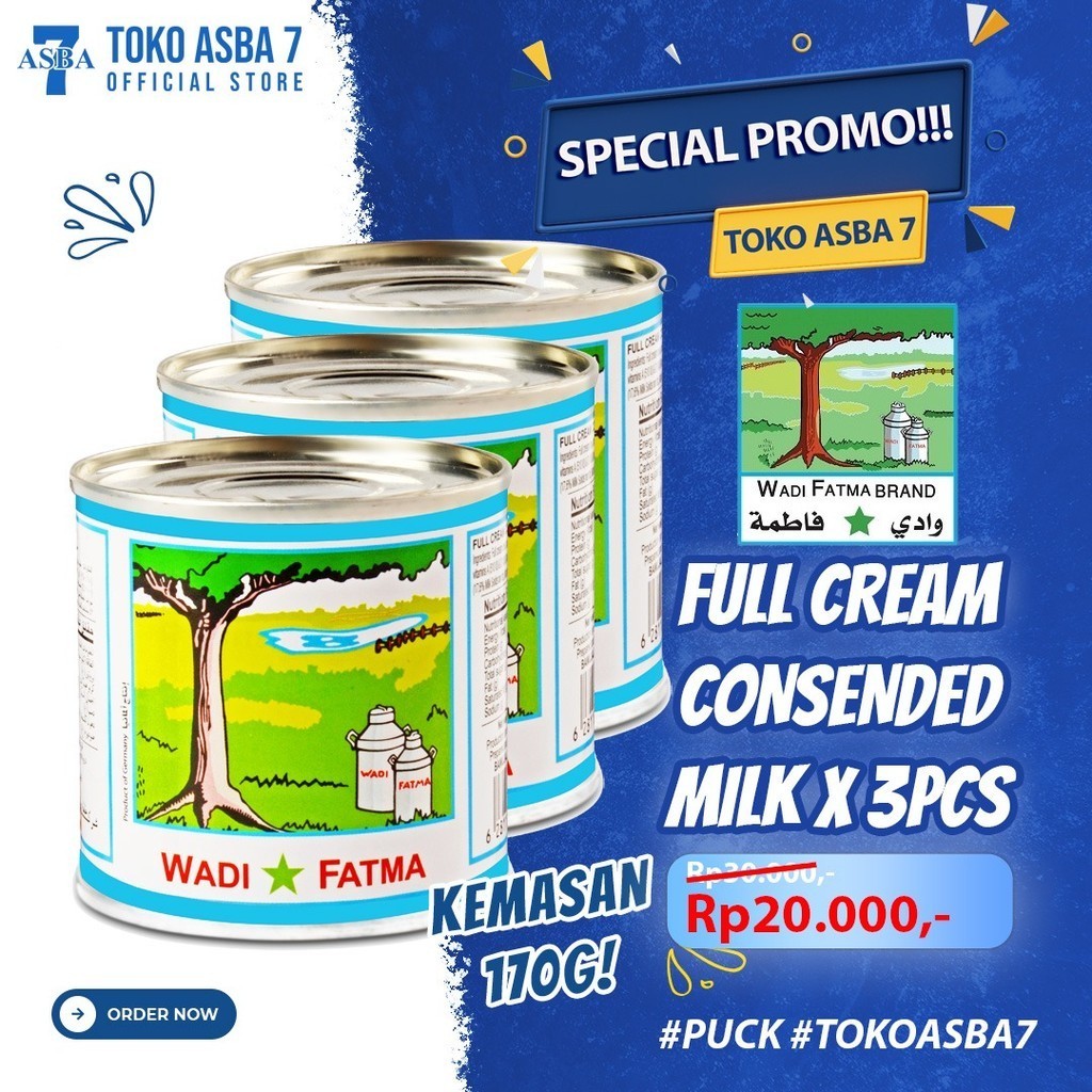Jual WADI FATMA FULL CREAM CONDENSED MILK 170G X 3 PCS | Shopee Indonesia