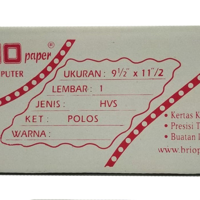 Jual Brio Paper Continous Form 1 Ply Kertas Komputer 9 1/2" x 11"/2 ...