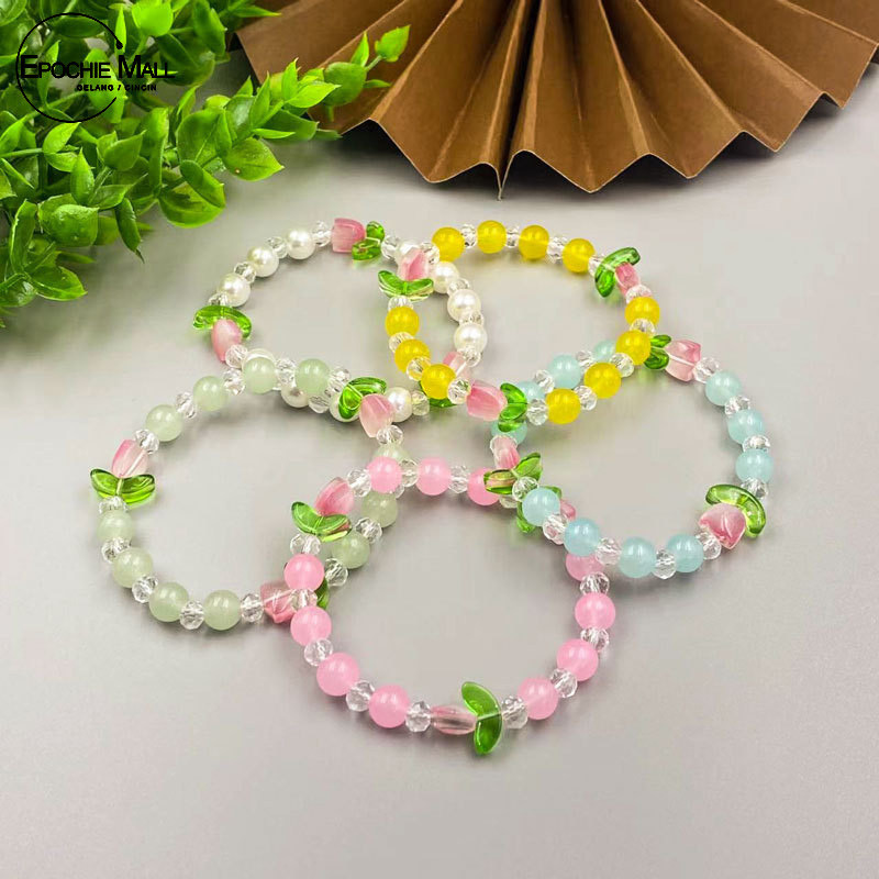 Jual COD Gelang Manik-Manik Bunga Tulip Gelang Tali Peregangan Lucite ...