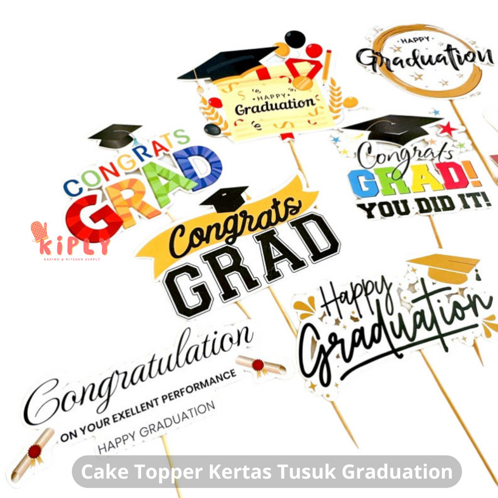 Jual Cake Topper Kertas Tusuk Graduation/Cake Topper Wisuda/topper ...