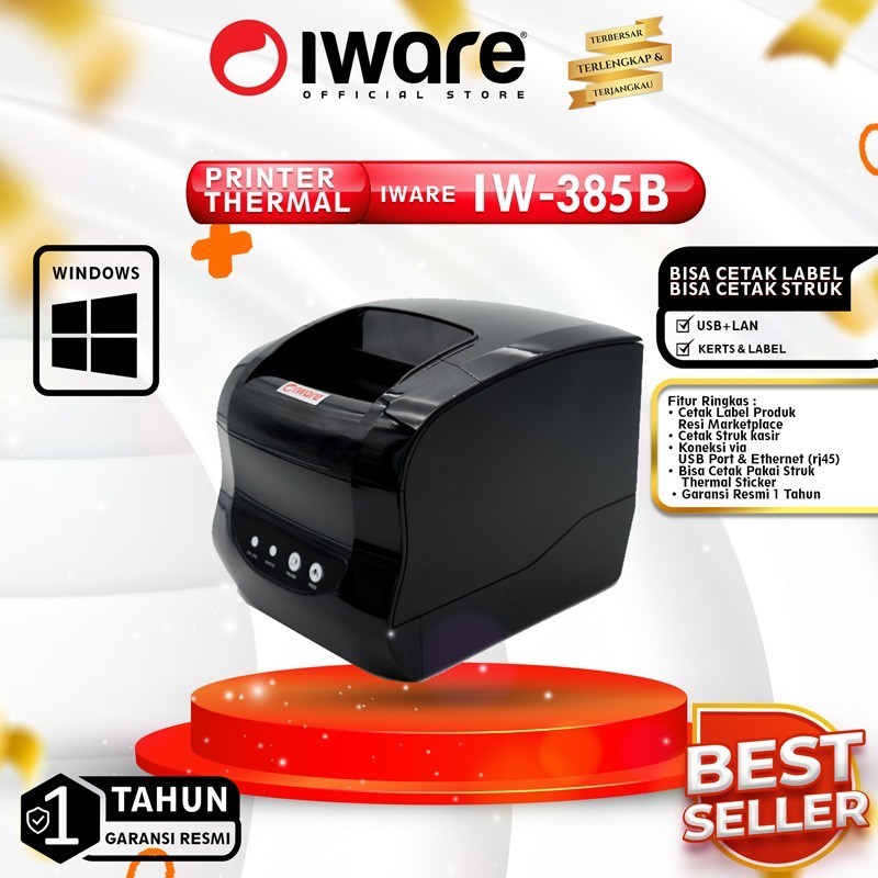 Jual PRINTER BARCODE THERMAL / LABEL STICKER IWARE IW-385B 80mm (USB ...