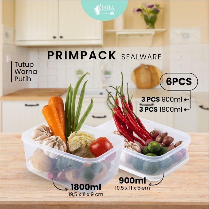 Jual Paket Kotak Makan Sealware Plastik Tutup Putih @3pcs 900ML ...