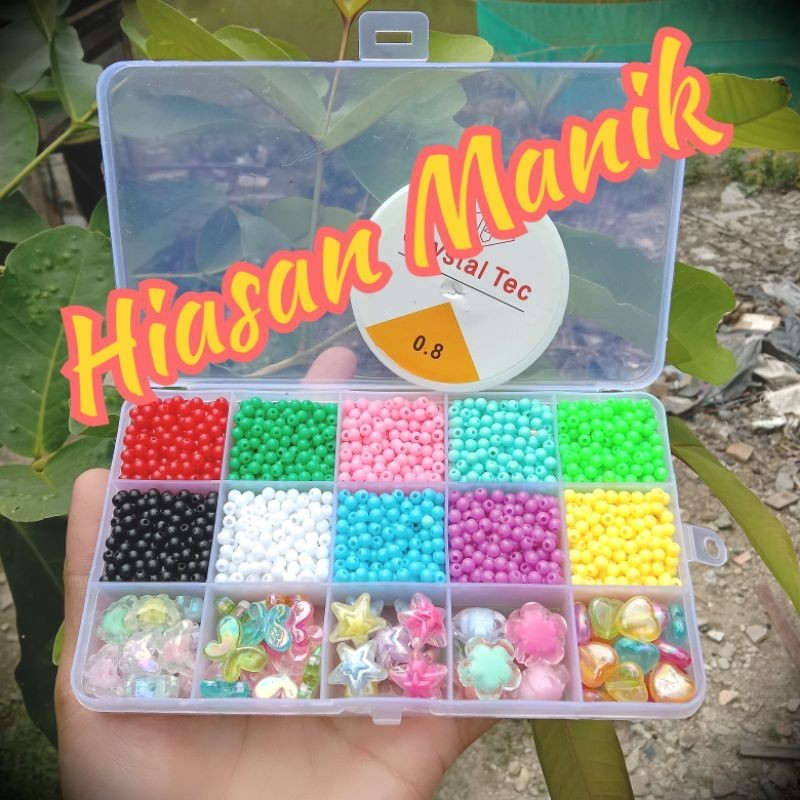 Jual Manik acc07 1 Box 15 Sekat Manik Susu Pastel Set Mix // Manik Susu ...