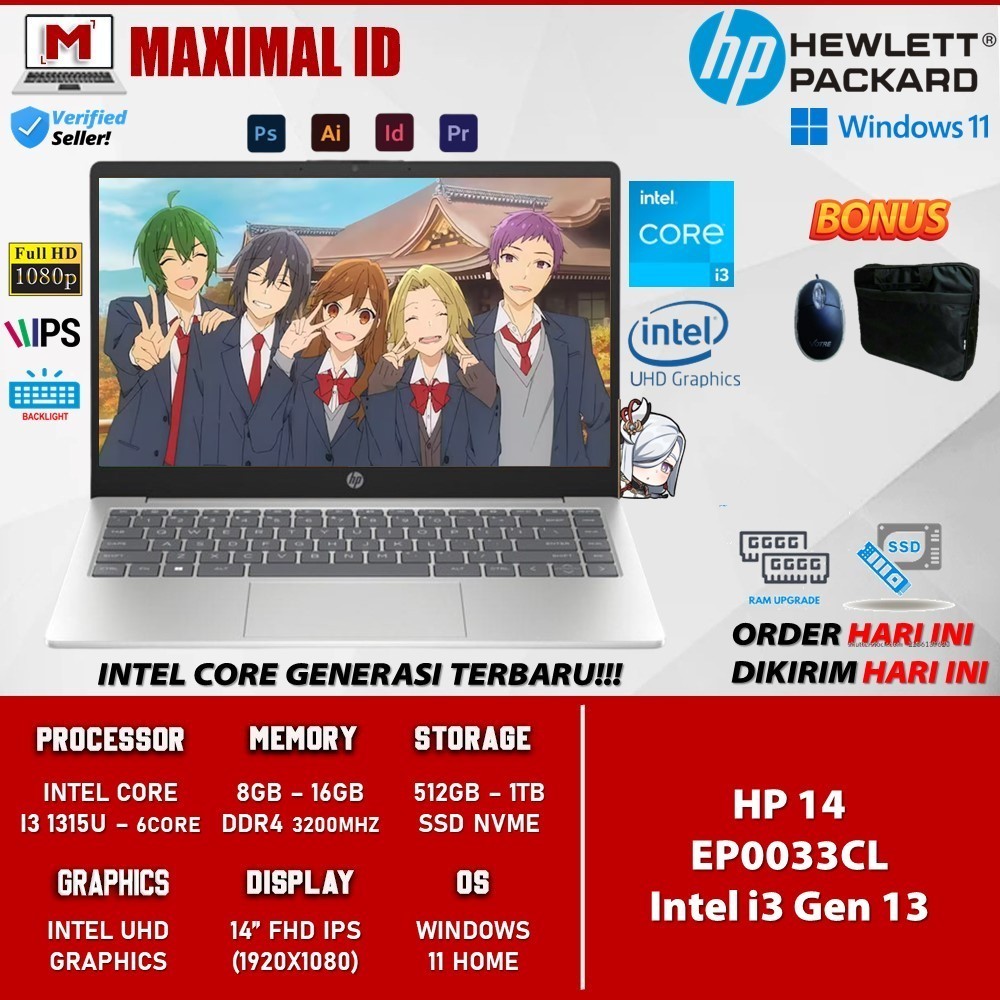 Jual Laptop Slim HP 14 Intel Core i3 1315U Ram 16GB 1TB SSD FHD IPS ...