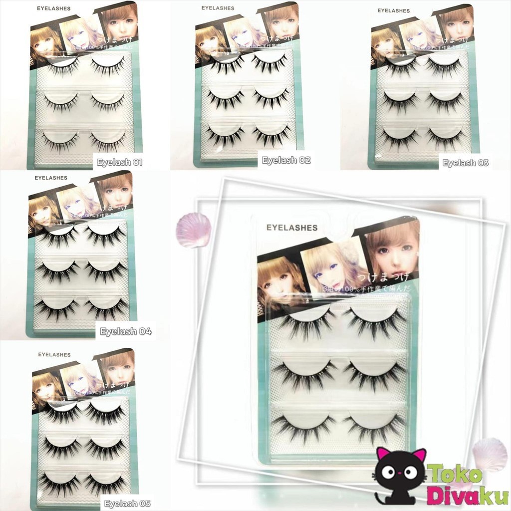 Jual TAC033 3 PASANG BULU MATA PALSU KOREA NATURAL 3D BULU MATA PALSU DOLLY EYELASHES FALSE ...