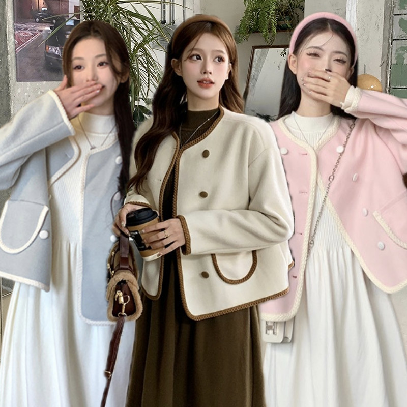 Jual BUTIK Jaket Rajutan Kasual Kerah Berdiri Kardigan Lengan Panjang ...