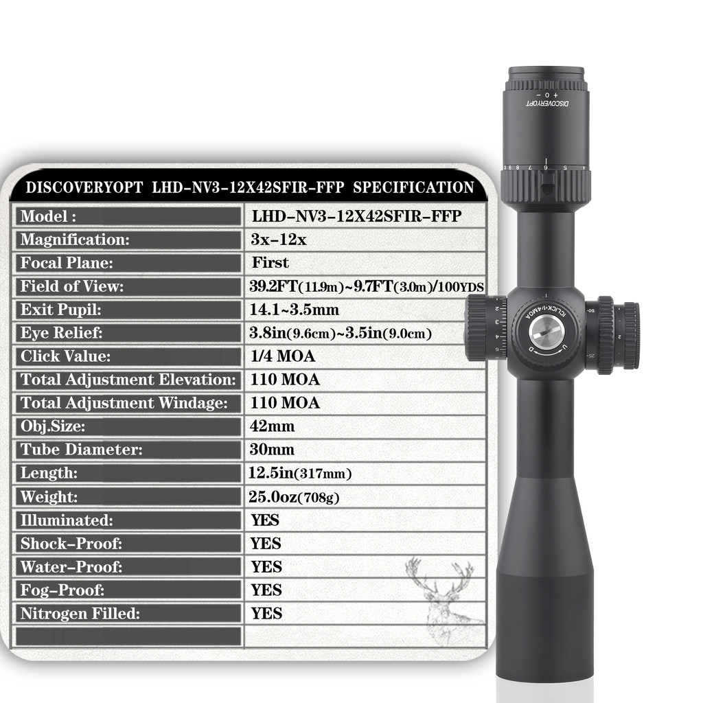 Jual Teleskop Telescope DISCOVERY LHD NV 3-12X42SFIR FFP Lensa Coating ...