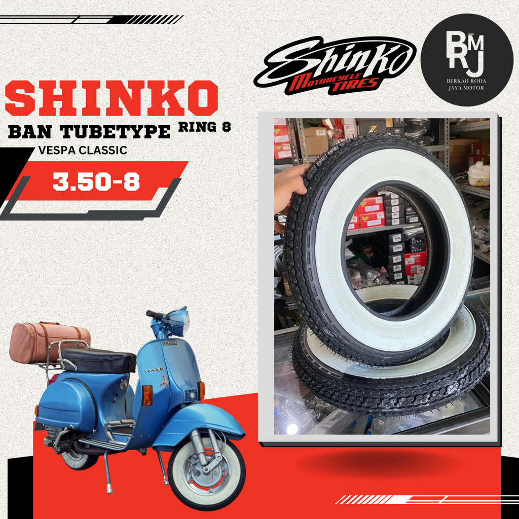 Jual BAN MOTOR VESPA SHINKO SR550 WW RING 8 & RING 10 NON TUBLES VESPA SUPER | Shopee Indonesia