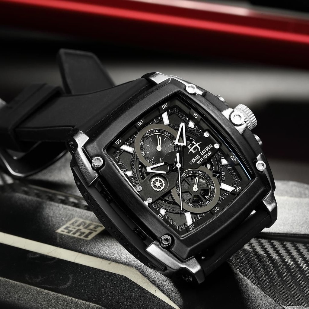 Jual !! Evans Jayden Jam Tangan Pria 9553 Rubber Silicon Kaca Sapphire ...